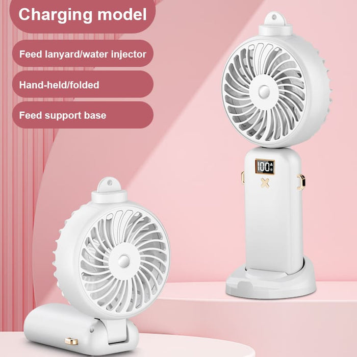 Portable Handheld Personal Rechargeable Fan LED Digital Display 90°Adj